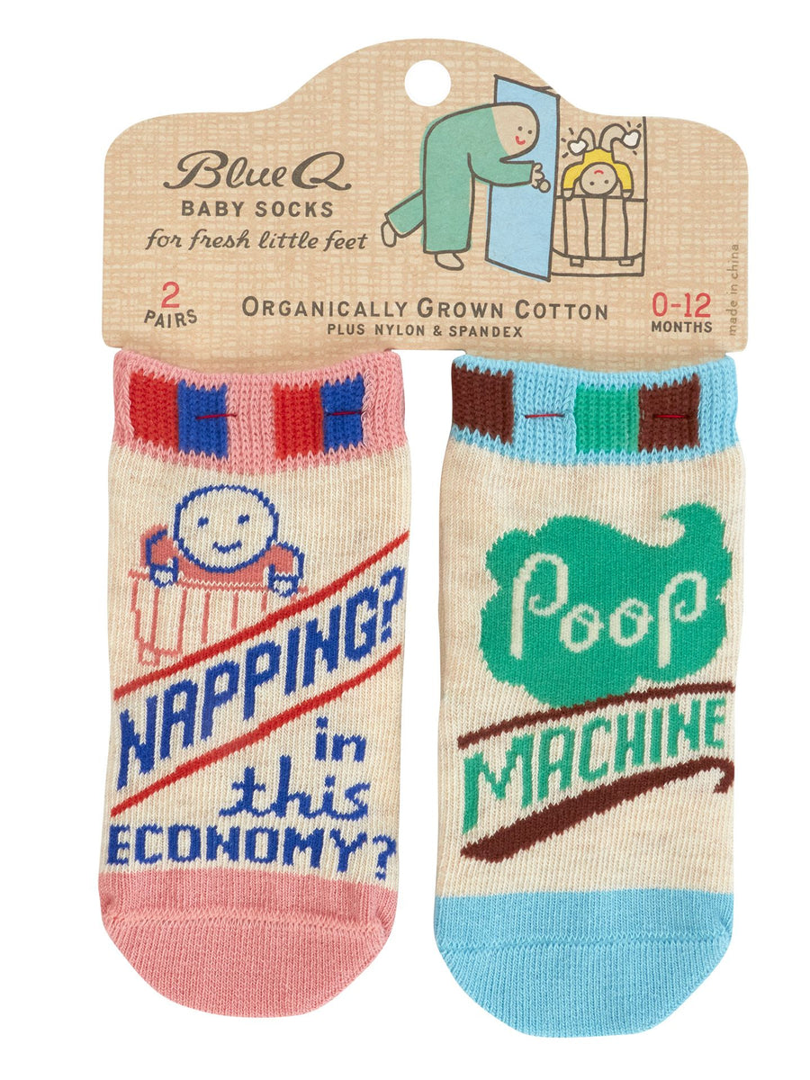 Blue Q Napping & Poop Machine Baby Socks 2 Pack – Heavenly Outhouse