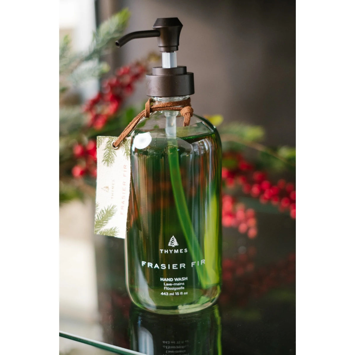 Thymes Frasier Fir Large Hand Wash Glass Bottle – Heavenly Outhouse
